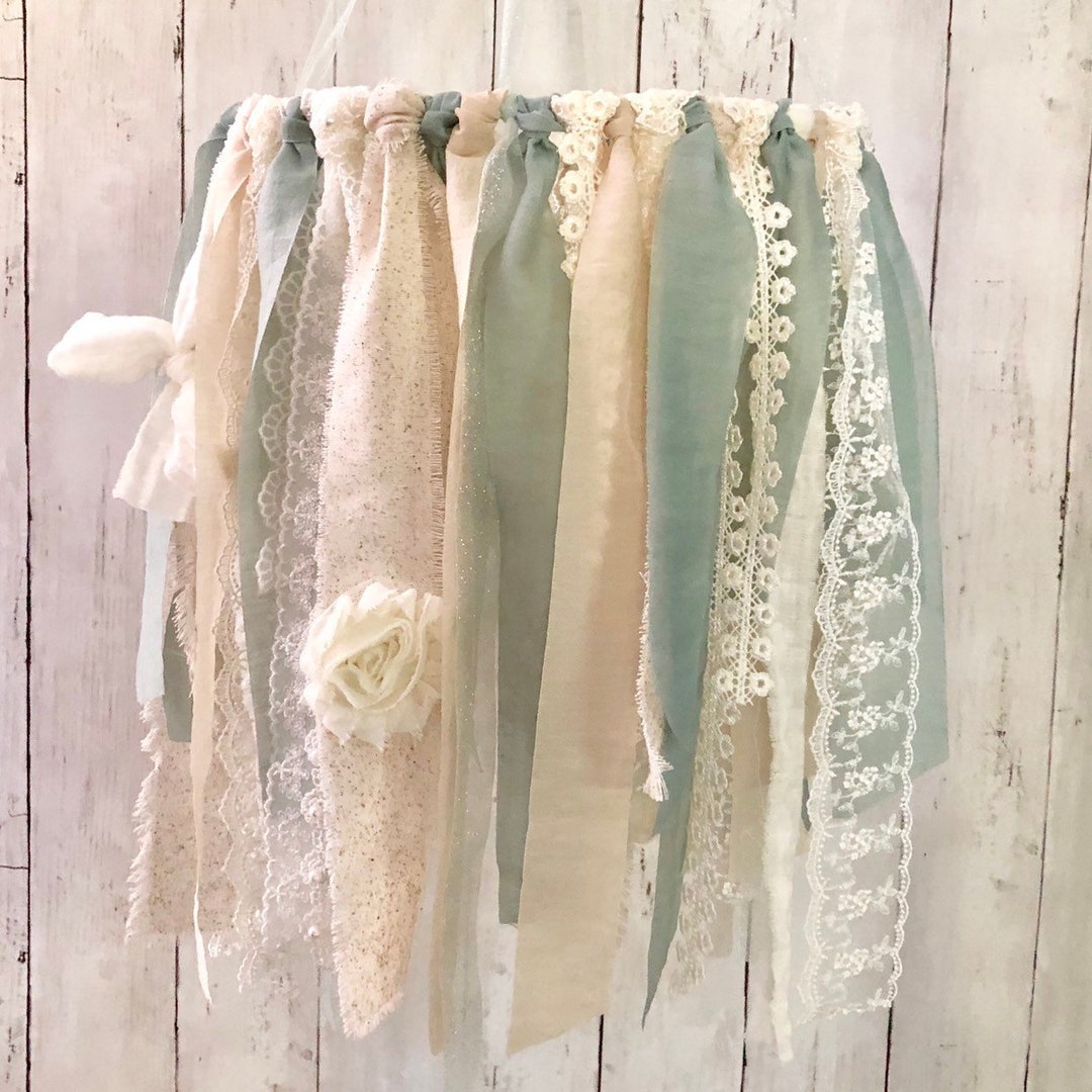 Teal 10 Baby Mobile / Nursery Mobile / Ribbon and Lace Mobile / Shabby ...