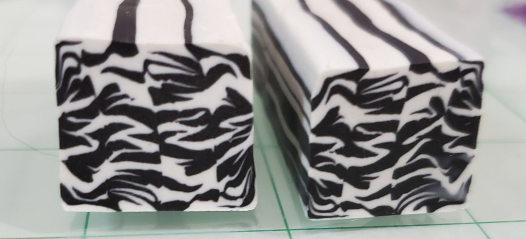 Raw Polymer Clay White Black Zebra Square Kaleidoscope - Etsy