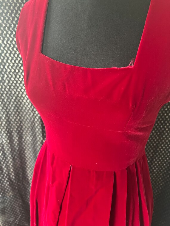 Ruby red velvet maxi dress evening gown 1960s vintage - Gem