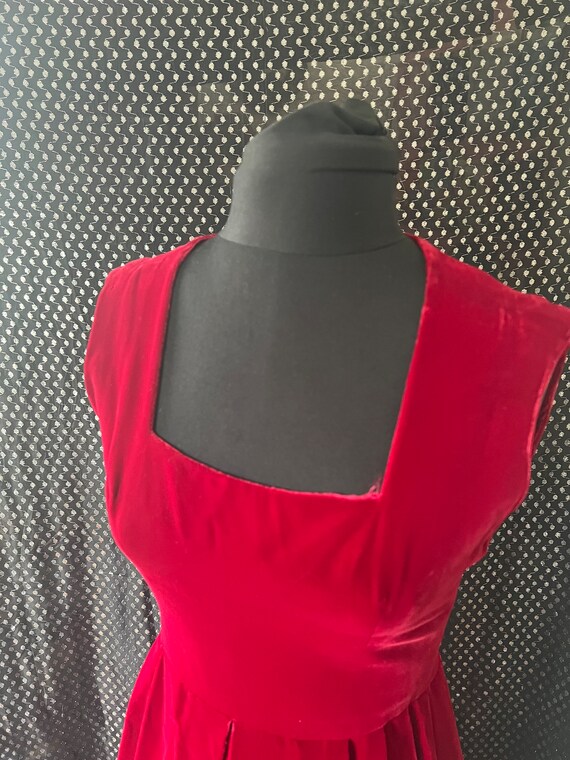 Ruby red velvet maxi dress evening gown 1960s vintage - Gem