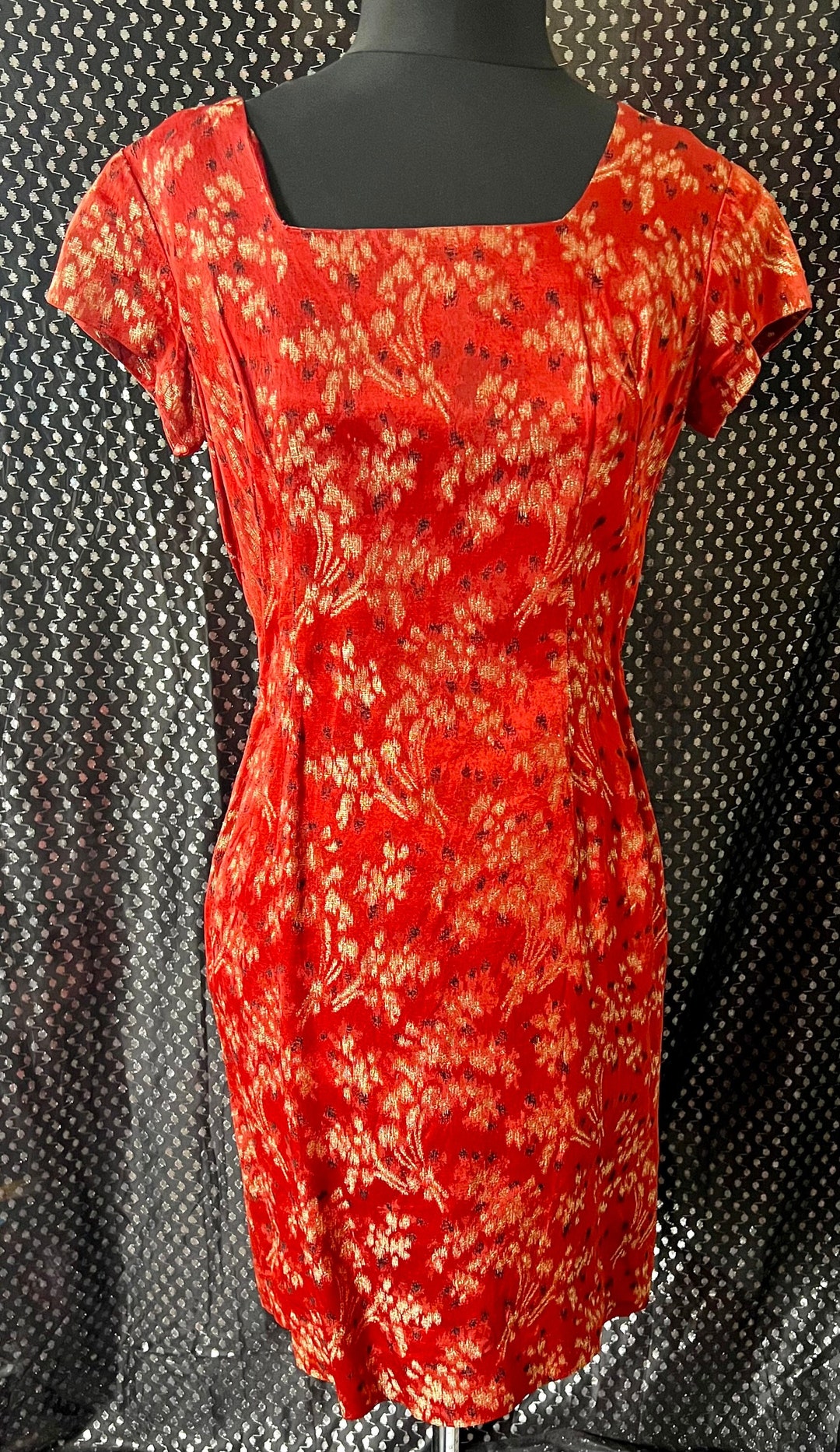 Red and Gold Arion V Couture Cocktail Sheath Dress 1950s - Etsy