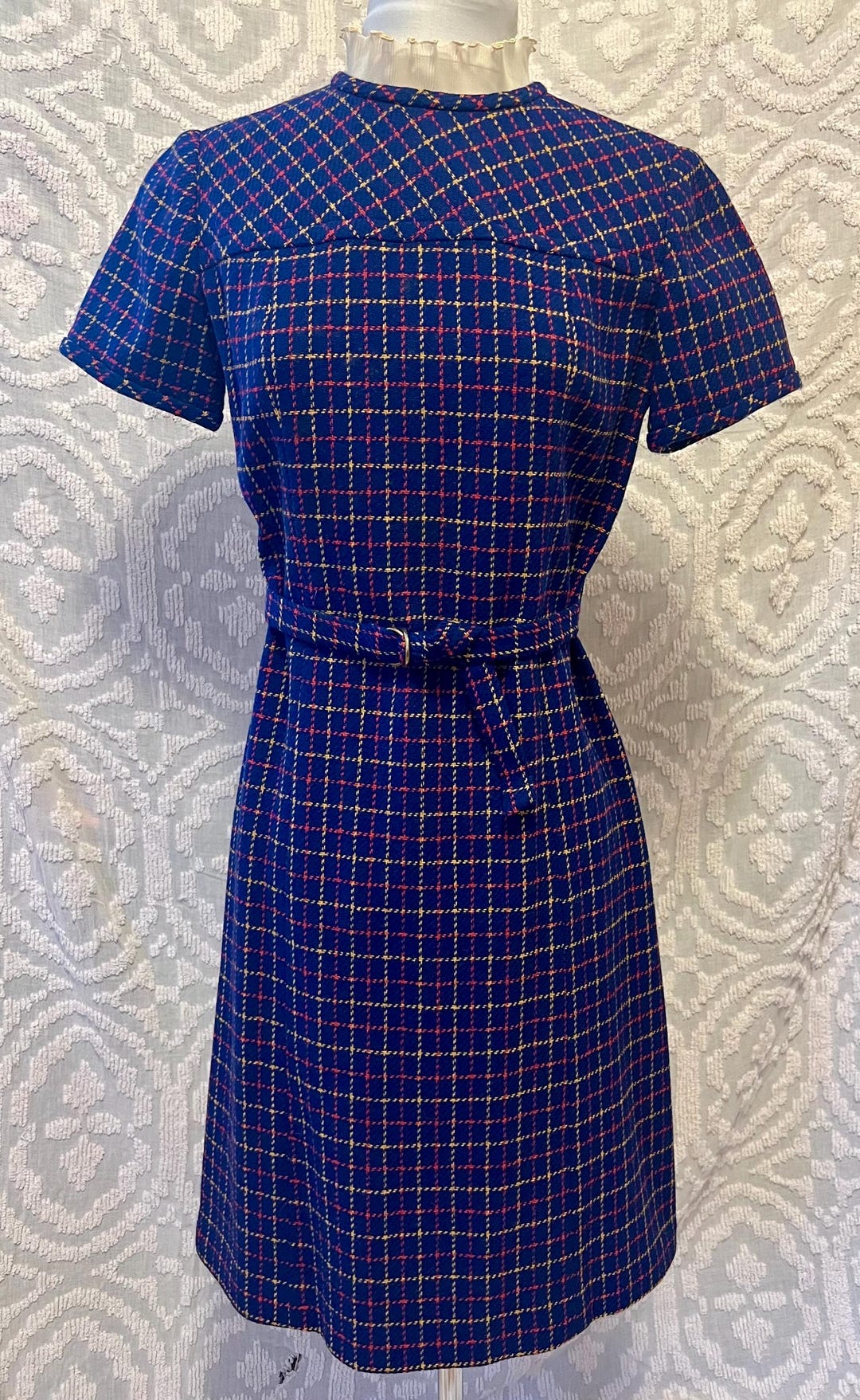 60s Plaid Minidress / Mod Dress / Scooter Dress / Little Blue Dress ...