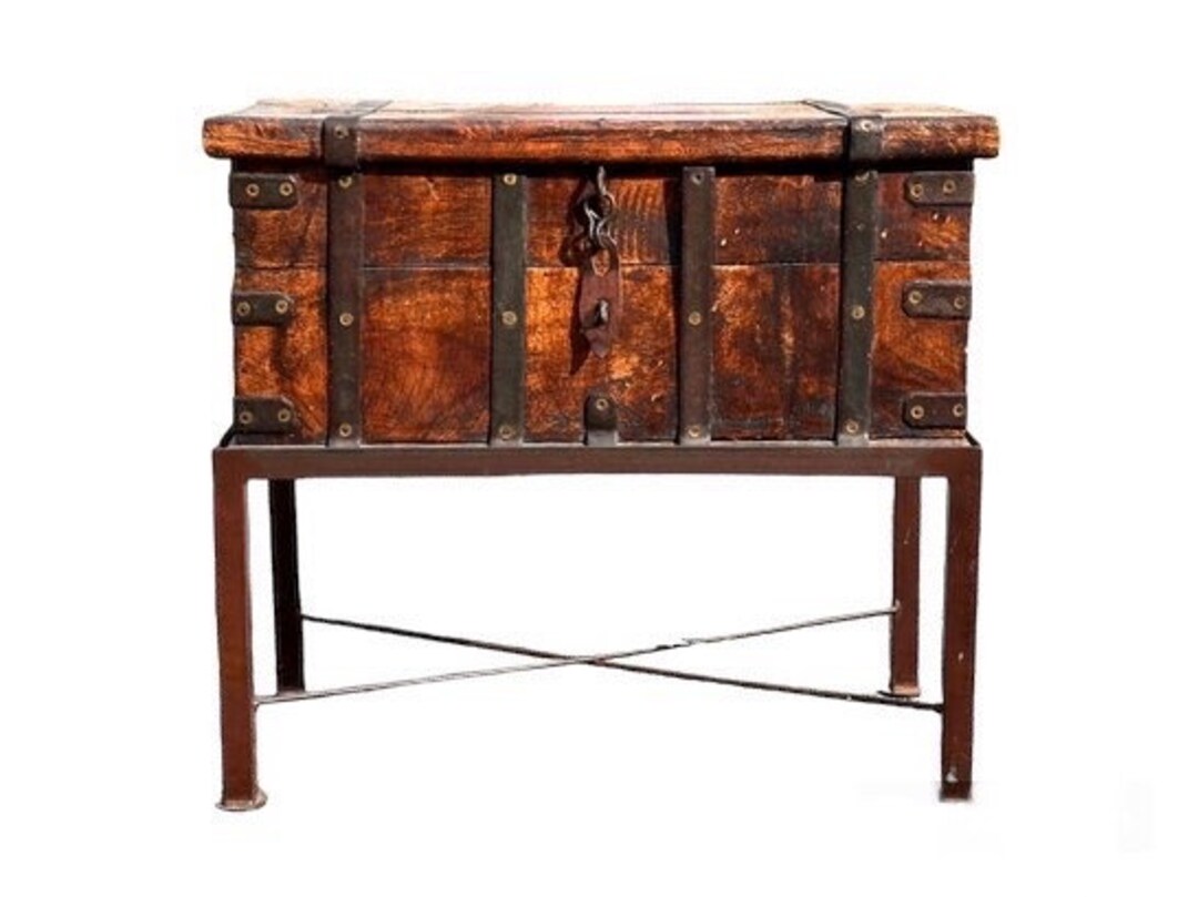 Antique Indonesian Hardwood Chest on Metal Stand - Etsy