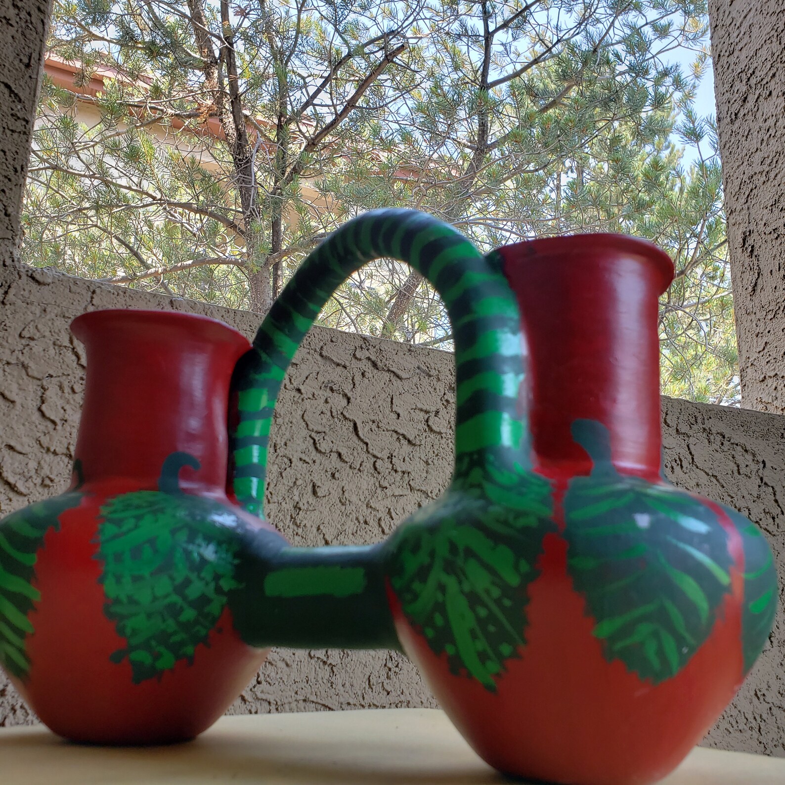 Small Bright Red Double Flower Pot | Etsy