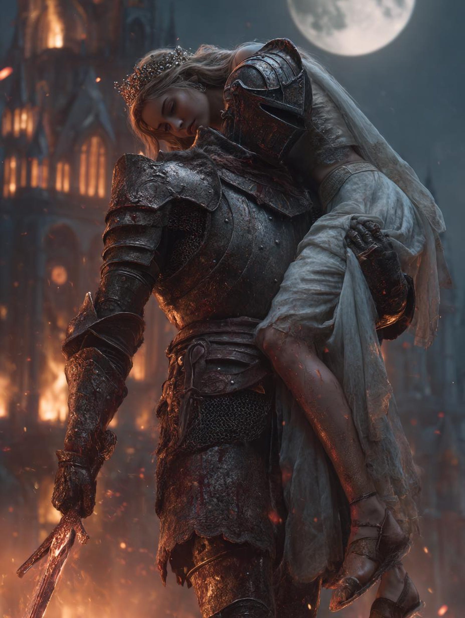 Tarnished Knight & Flame Queen – 16 Epic Fantasy Wall Art Images | High ...