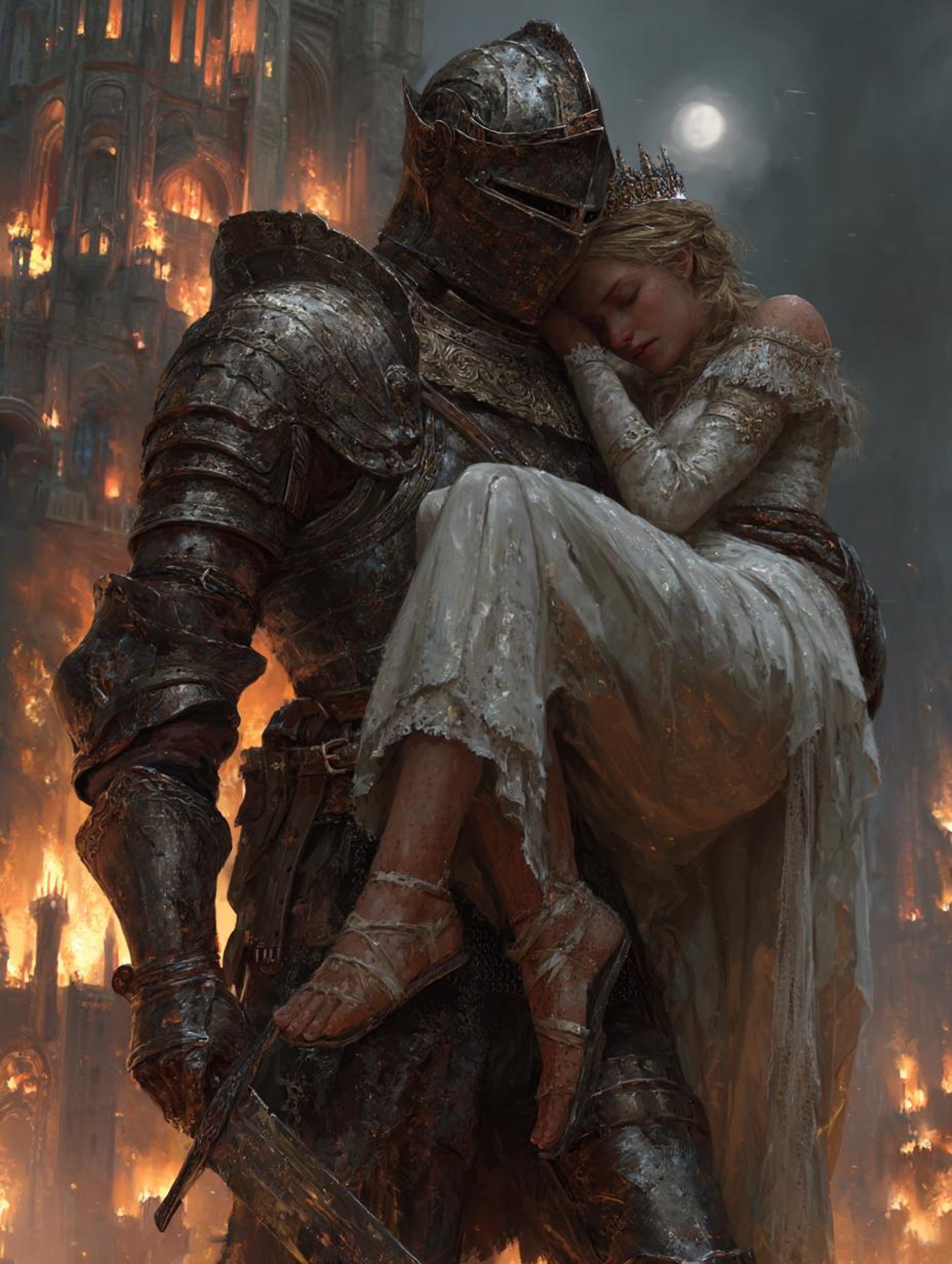 Epic Fantasy Art Prints: Tarnished Knight & Flame Queen (digital ...
