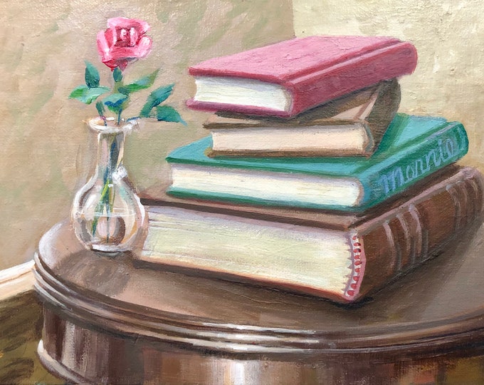 Books Still Life Original 9x12 Acrylic Painting, the Someday Stack ...