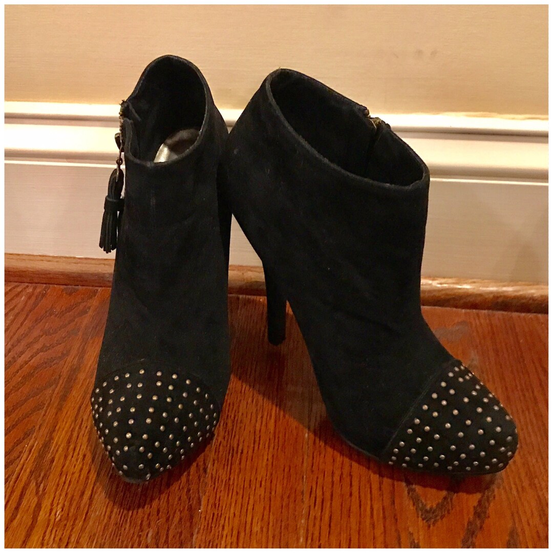 Bronze Studded Ankle Heel Booties Boots 7.5 - Etsy