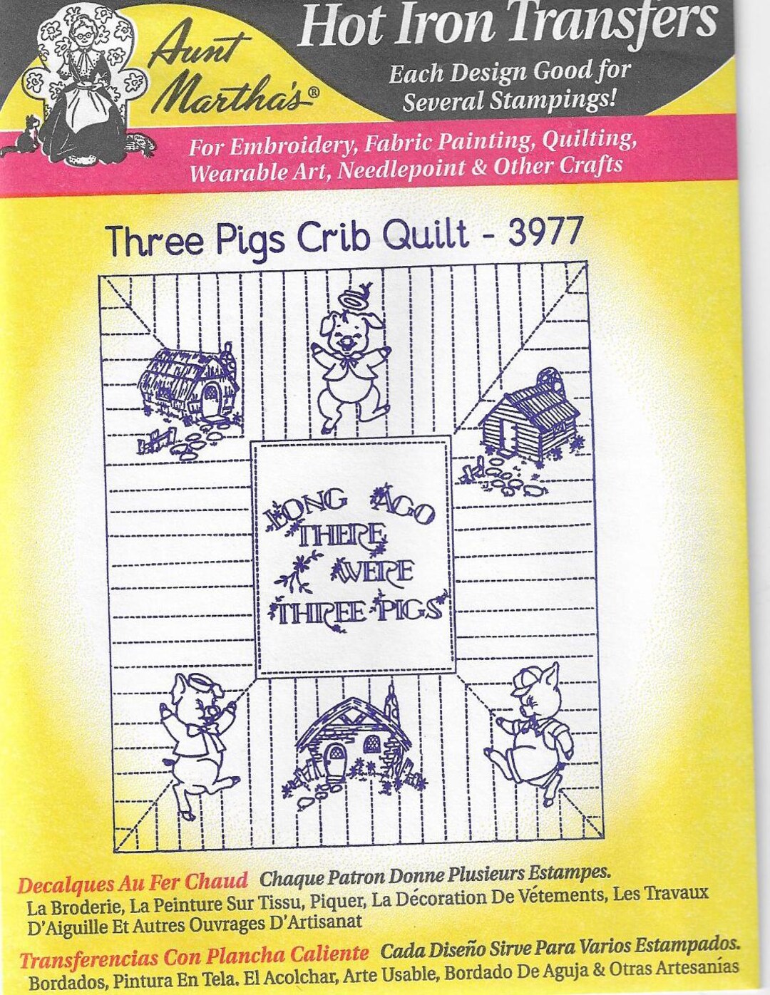 Three Pigs Crib Quilt - 3977 - Aunt Martha's Embroidery Transfer - Etsy
