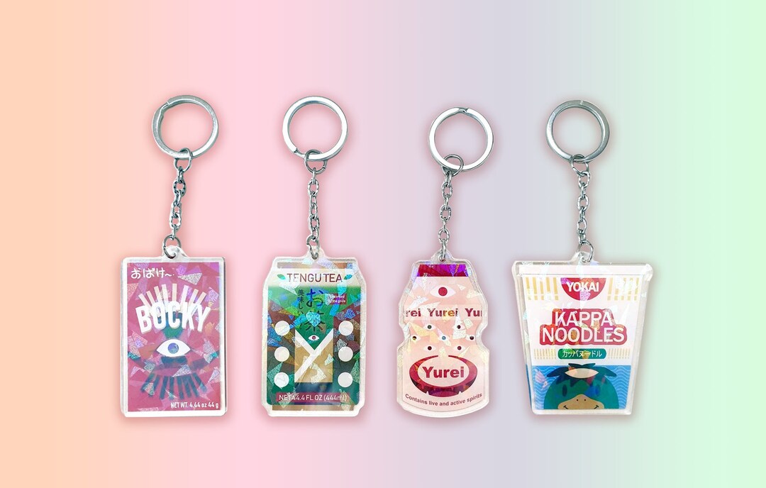 Yokai Snacks Acrylic Charm Keychain | Cute Kawaii Japanese Monsters ...