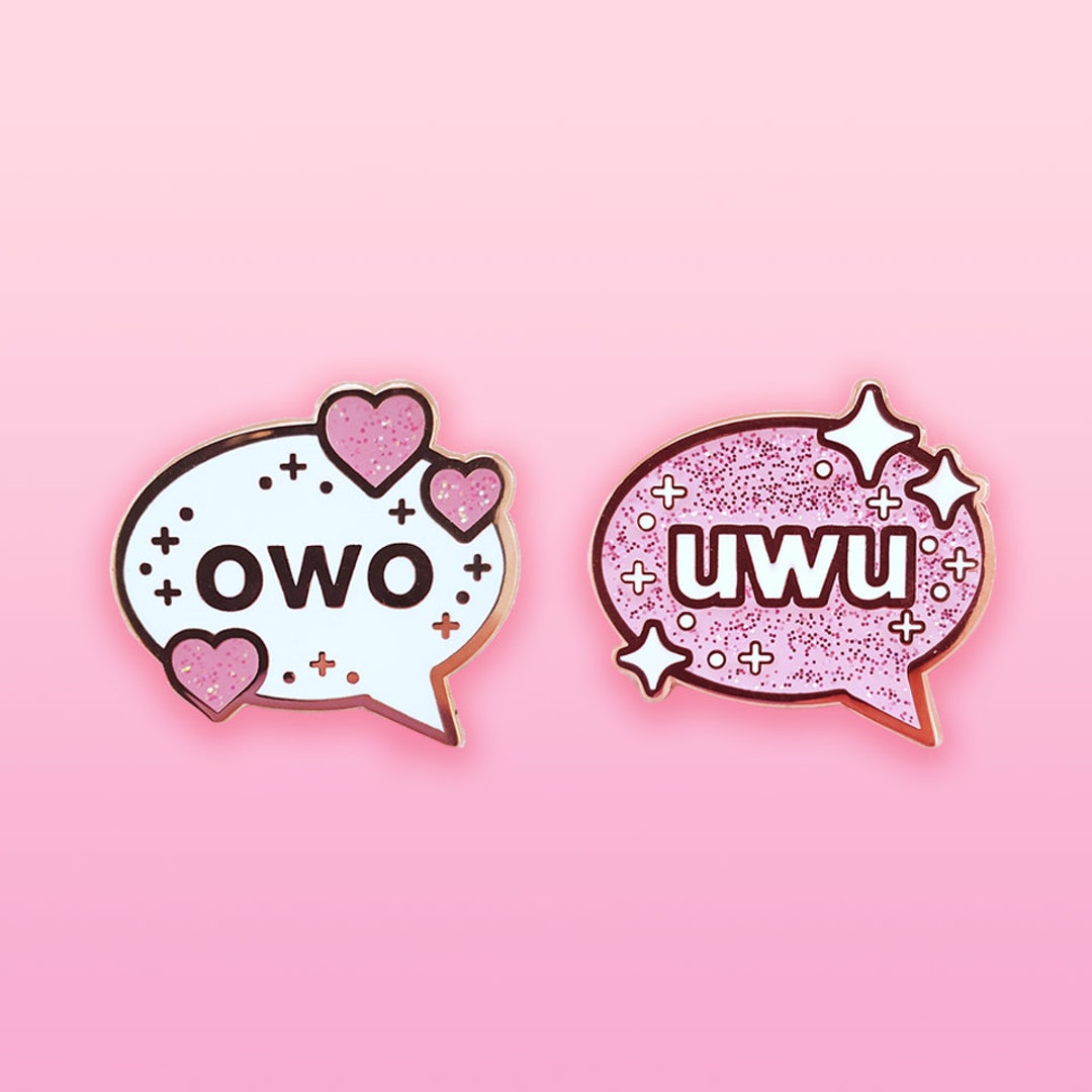 Owo Uwu Emote Kaomoji Rose Gold Hard Enamel Pin Cute and Kawaii Gifts ...