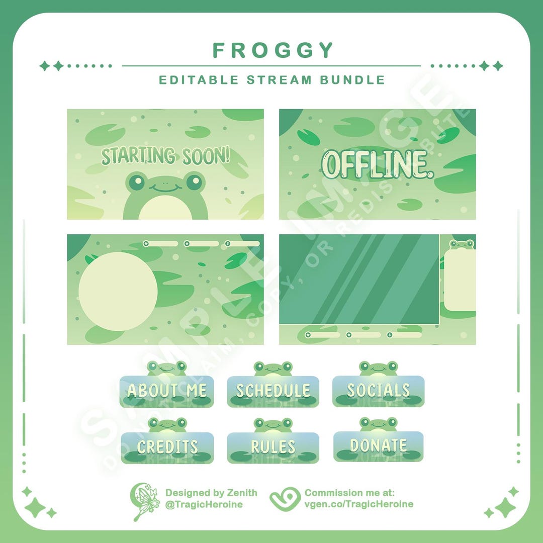 Cute Froggy Stream Bundle | Stream Assets | Vtuber | Streamer ...