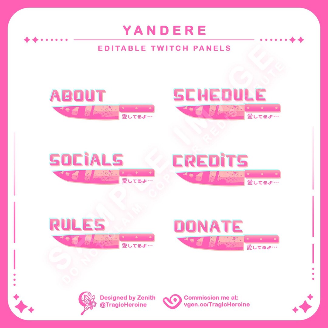 Cute Yandere Twitch Panels | Stream Assets | Vtuber | Streamer | Yami ...