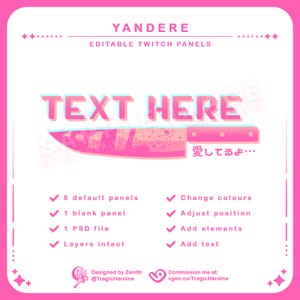 Cute Yandere Twitch Panels | Stream Assets | Vtuber | Streamer | Yami ...