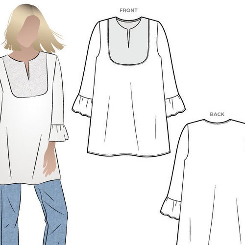 Women's Wanderer Tunic PDF Sewing Pattern ... Sizes - Etsy