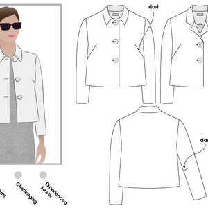 Harriet Jacket Sizes 22, 24, 26 PDF Sewing Pattern for Printing at Home ...