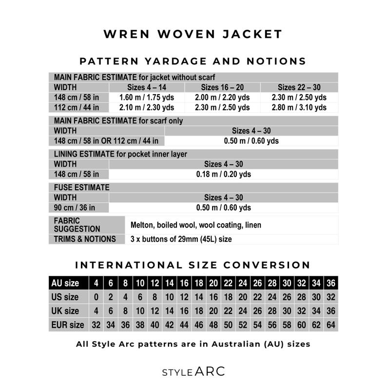Style Arc | Sizes 10 - 22 | Wren Jacket | PDF Sewing Pattern - Etsy