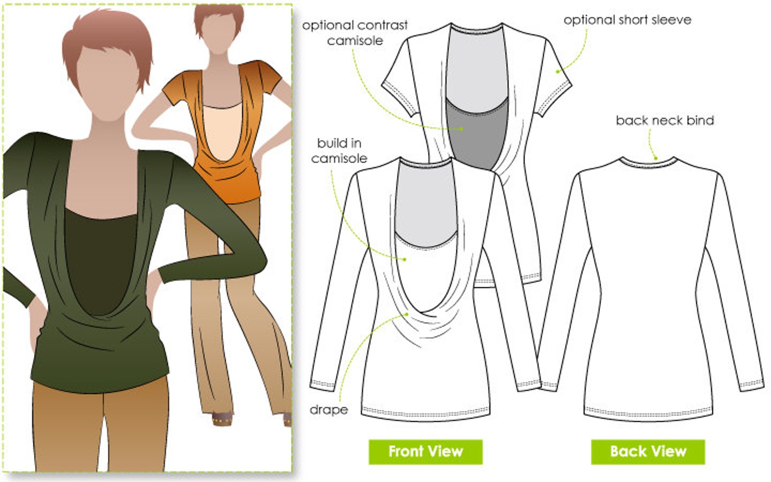 Demi Drape Top Sizes 10 12 14 Women's Top PDF Sewing - Etsy