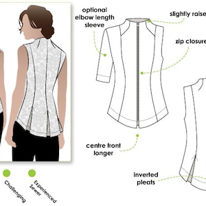 Poppy Zip Front Top Sizes 22, 24 & 26 PDF Downloadable Sewing Pattern ...