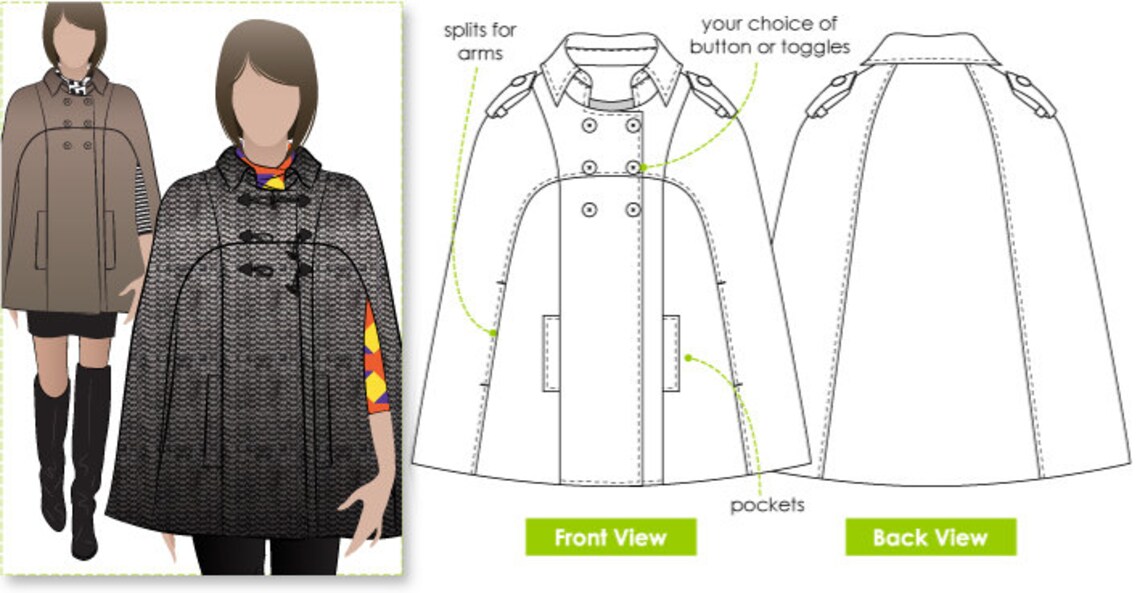 Clover Cape // Sizes 28 & 30 // Women's Cape Jacket PDF - Etsy Australia