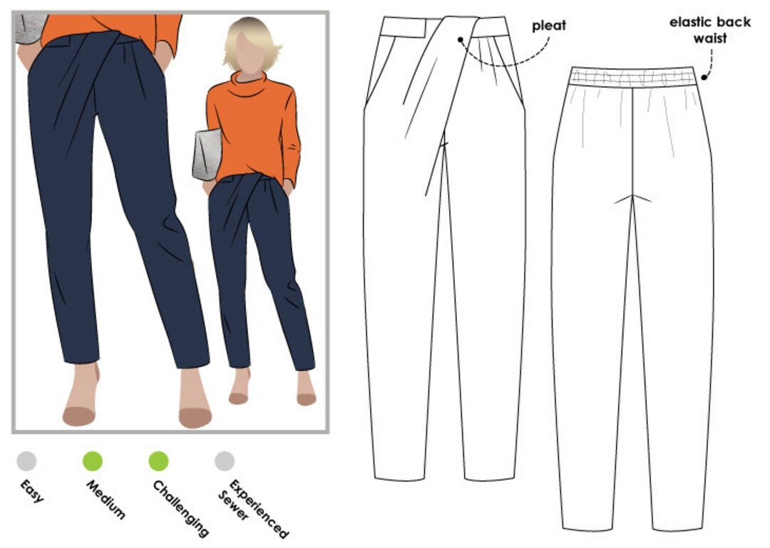 Ebony Woven Pant Sizes 22, 24, 26 Women's Sewing Pattern, Downloadable ...