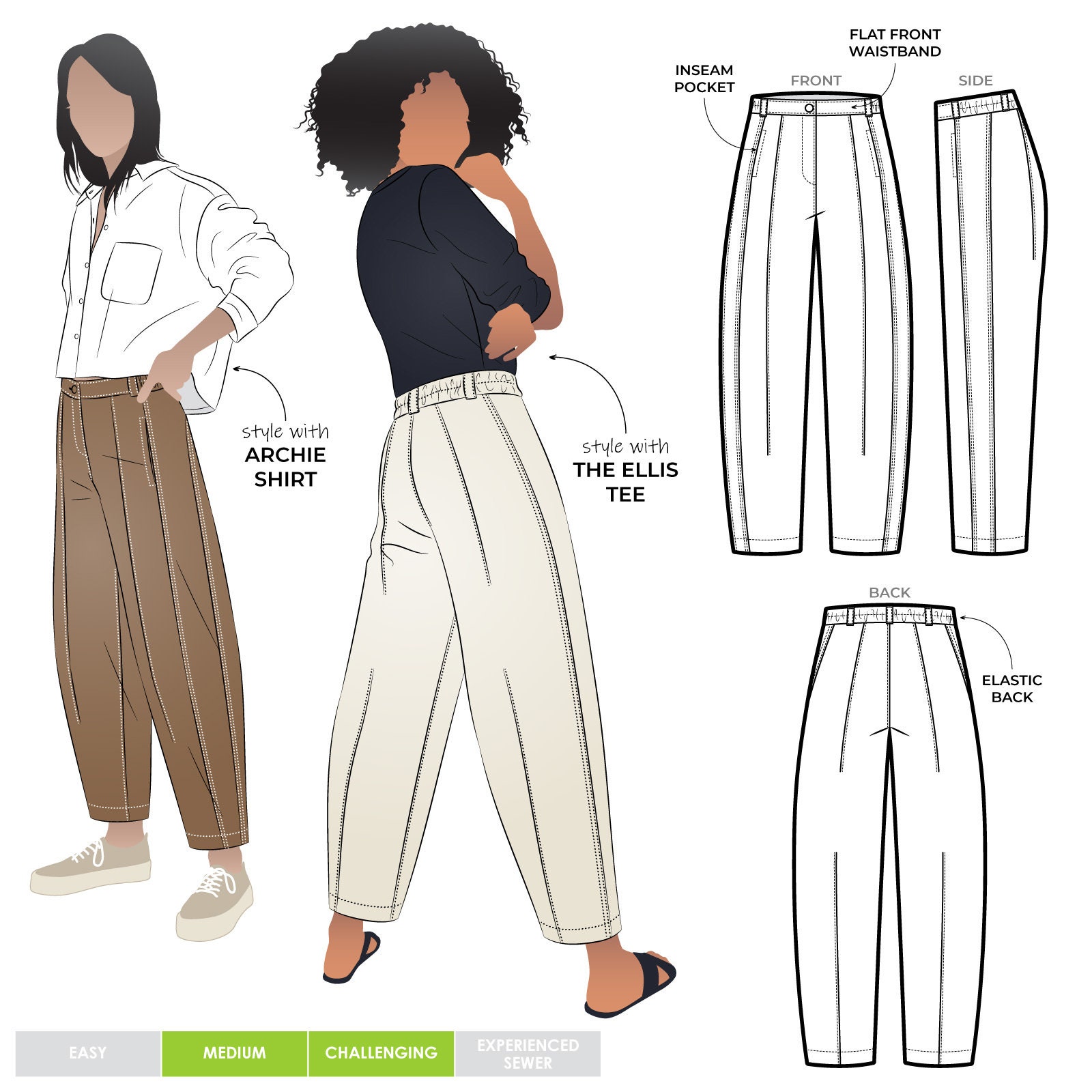 Style Arc | Sizes 10 - 22 | Twig Woven Pant | PDF Pattern for Printing ...