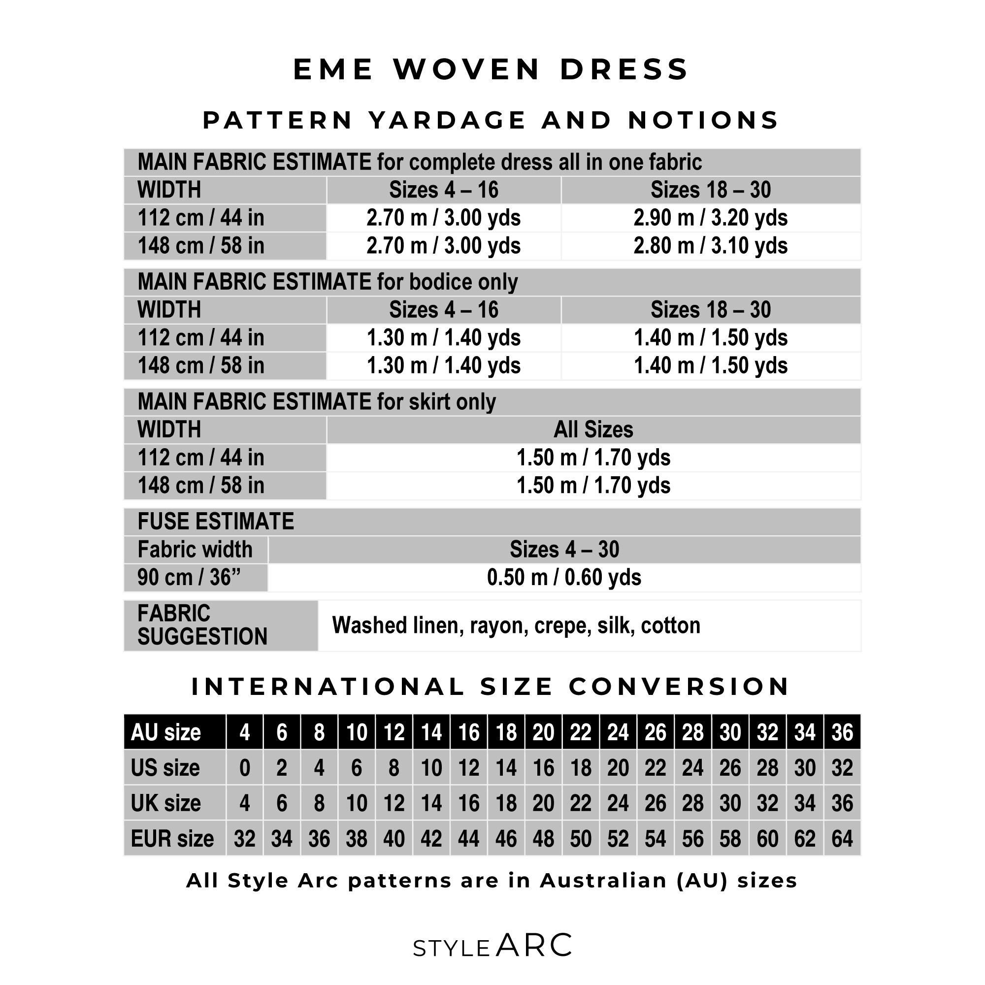 Style Arc | Sizes 18 - 30 | Eme Woven Dress Pattern | PDF Pattern for ...