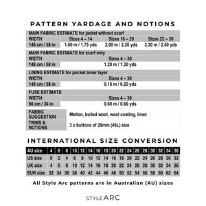 Style Arc | Sizes 10 - 22 | Wren Jacket | PDF Pattern for Printing at ...