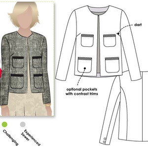 Livia Jacket // Sizes 10, 12 & 14 // Women's Jacket PDF Sewing Pattern ...