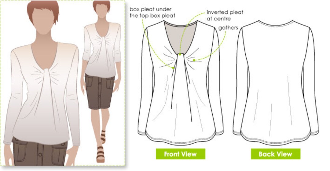 Polly Top Sizes 18, 20, 22 Women's Sewing Pattern Pleat Front Knit Top ...