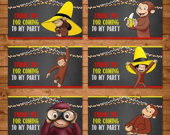 Curious George Bubble Labels Chalkboard Curious George | Etsy