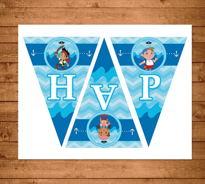 Jake and the Neverland Pirates Printable Banner Blue Chevron | Etsy
