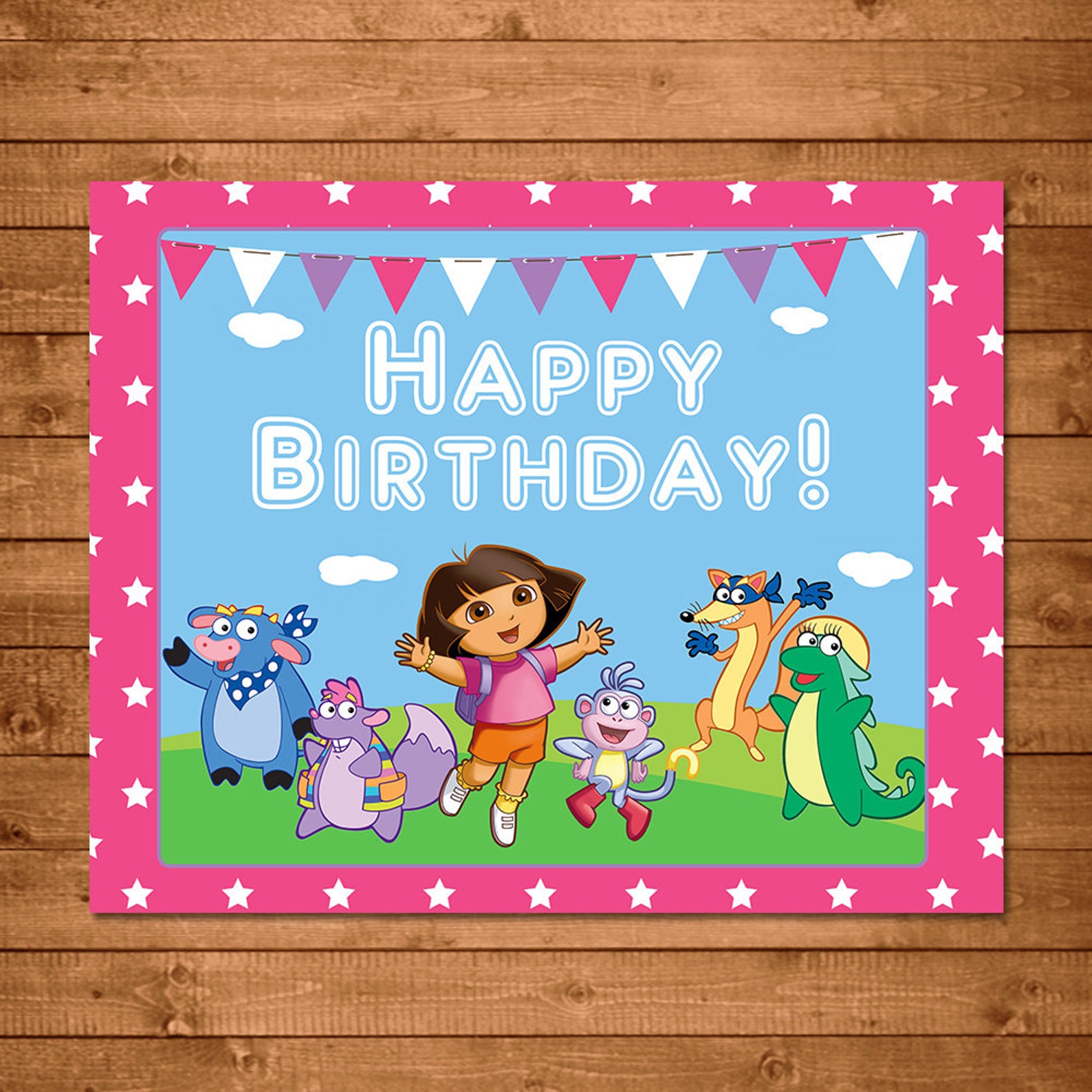 Dora the Explorer Printable Birthday Sign Pink Dora Birthday | Etsy