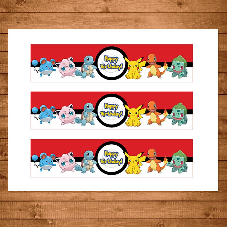 Pokemon Drink Labels Red & White Pokemon Water Bottle Label | Etsy