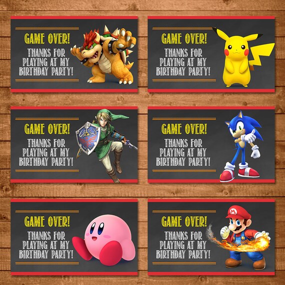 Super Smash Brothers Party Tags Super Smash Brothers Favor | Etsy