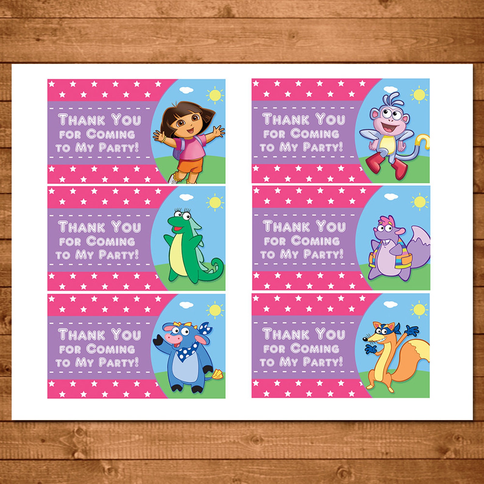 Dora The Explorer Party Tags Pink Dora Birthday Party Favor | Etsy