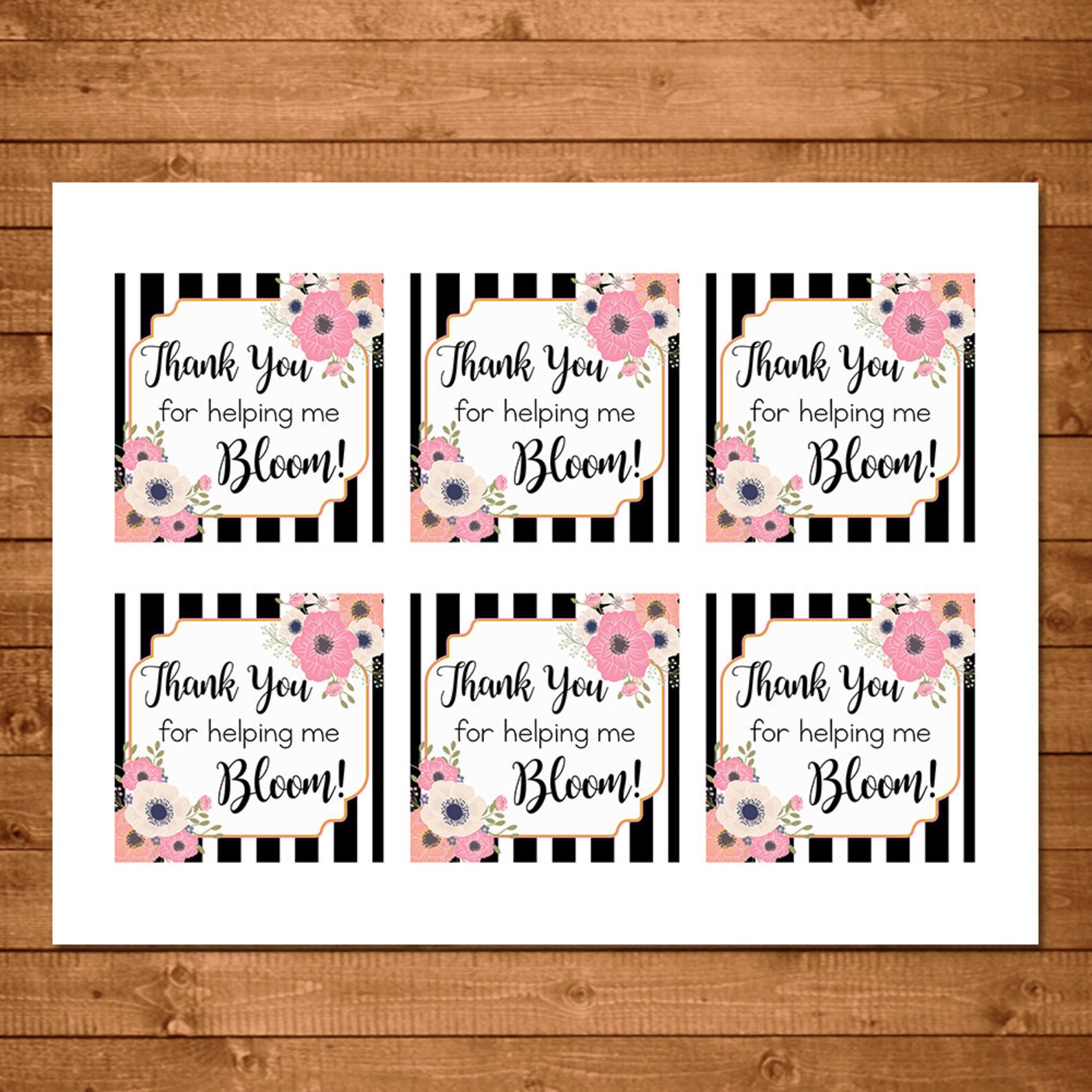 Teacher Appreciation Gift Tags Thank You for Helping Me Bloom - Etsy