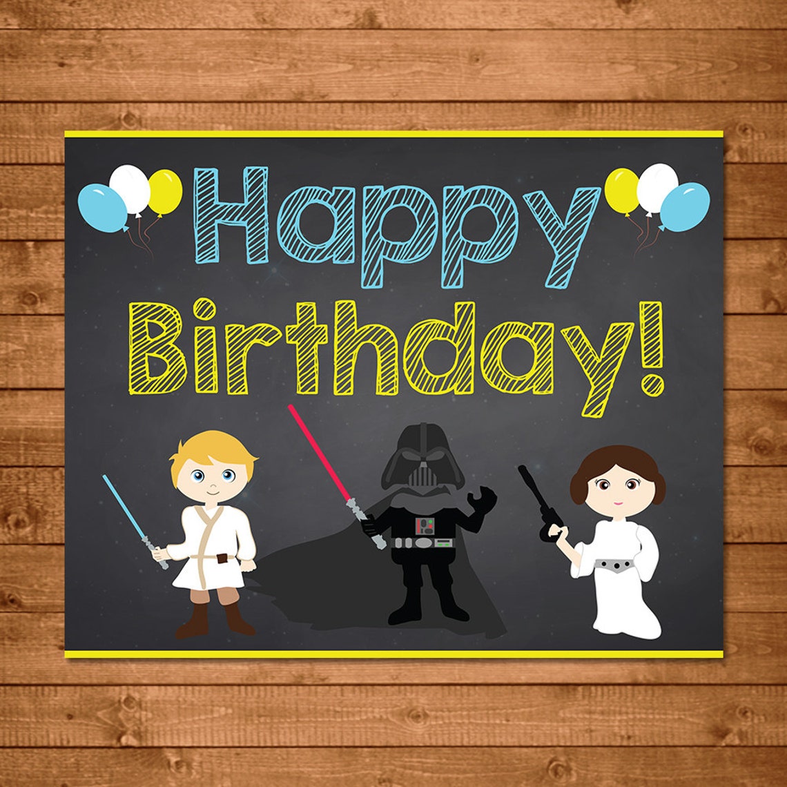 Star Wars Happy Birthday Sign Chalkboard Illustrations Star - Etsy