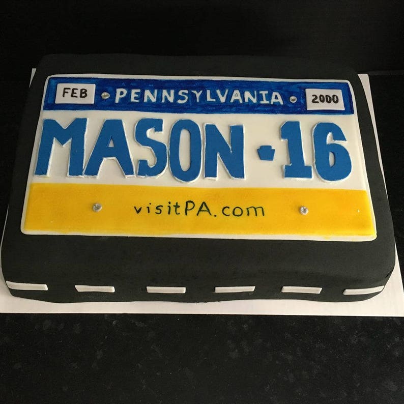 Fondant/sugarpaste Pennsylvania license plate cake topper | Etsy