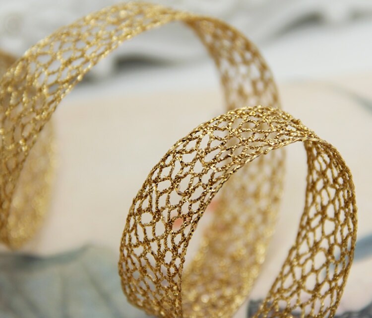 2 Yards of 1.5cm Hollow-out Gold Thread Lace Trim | Etsy