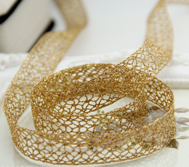 2 Yards of 1.5cm Hollow-out Gold Thread Lace Trim | Etsy