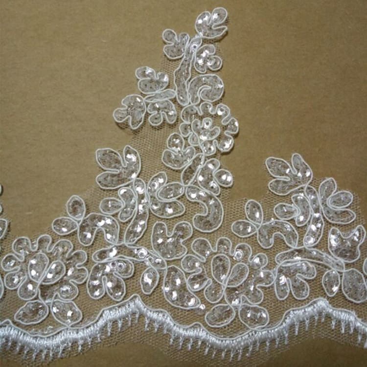 Off-white Bridal Lace Trim, Alencon Lace Trim With Silver Paillette ...
