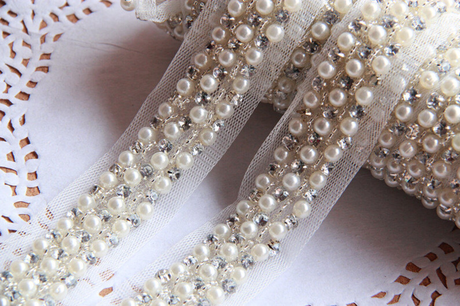 White Beaded Trim - Etsy