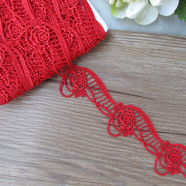 Red Lace Trim - Etsy