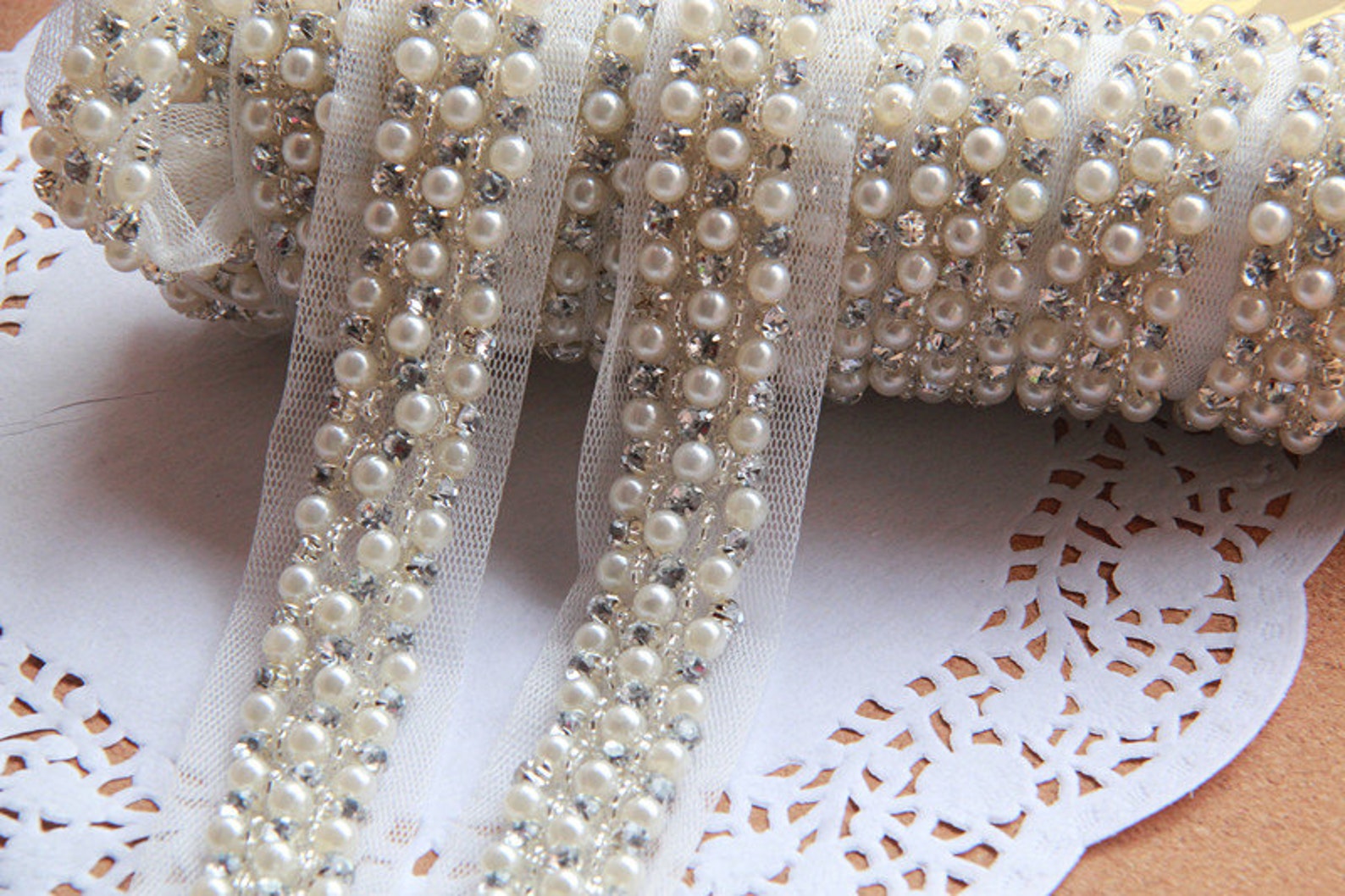 White Beaded Trim - Etsy