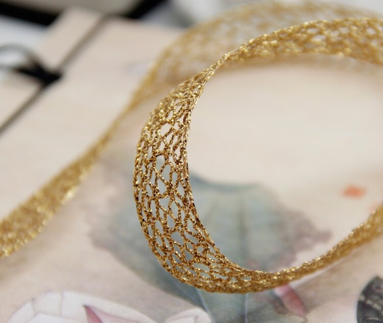 2 Yards of 1.5cm Hollow-out Gold Thread Lace Trim | Etsy