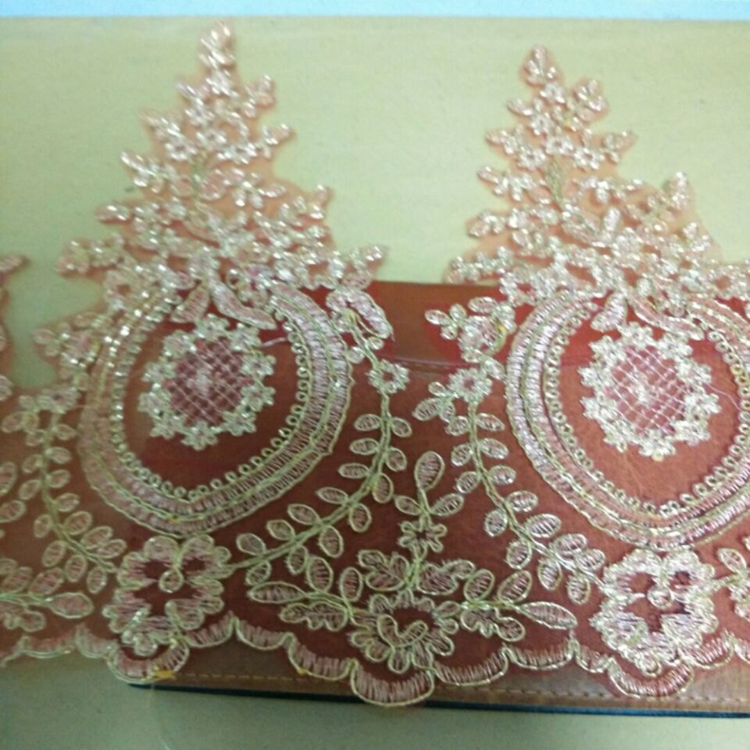 Red Lace Trim With Gold Thread - Etsy