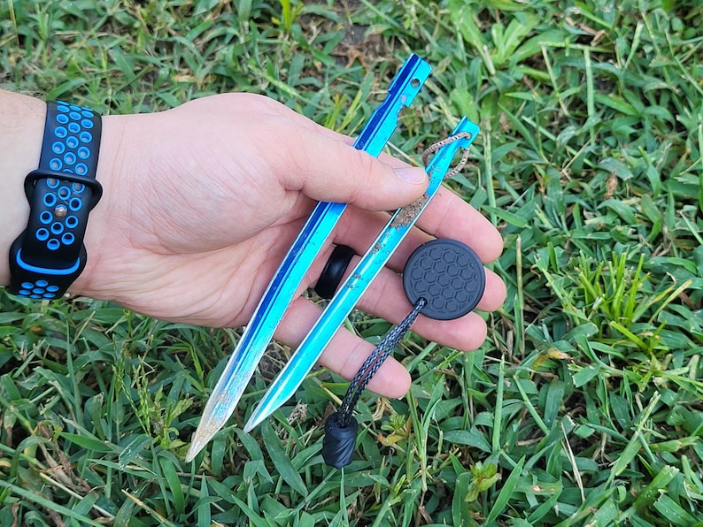 Honeycomb Grip Tent Stake Palm Pusher | V & Y Stakes, UHMWPE Lanyard - Etsy