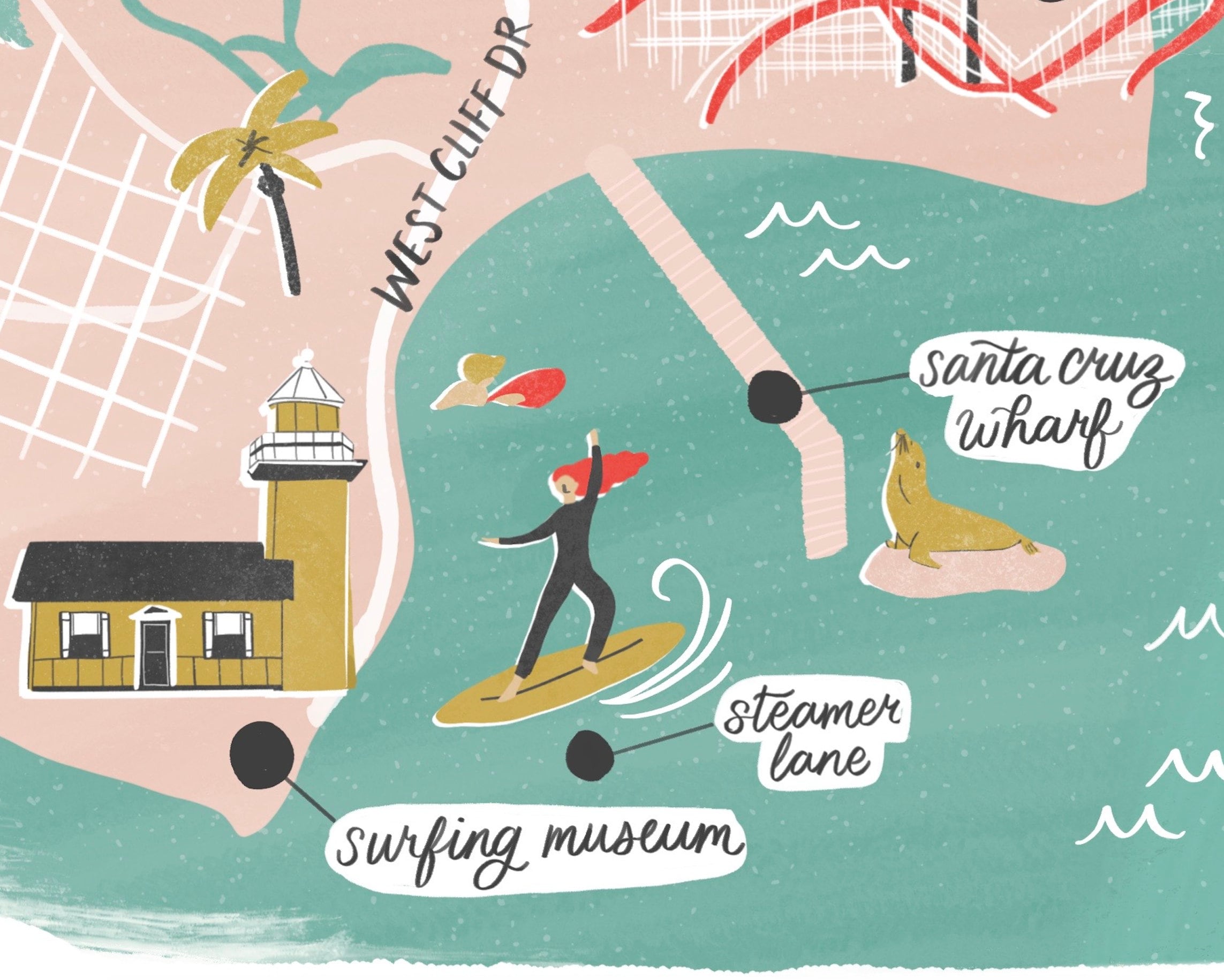 Santa Cruz Map Art Printable - Etsy