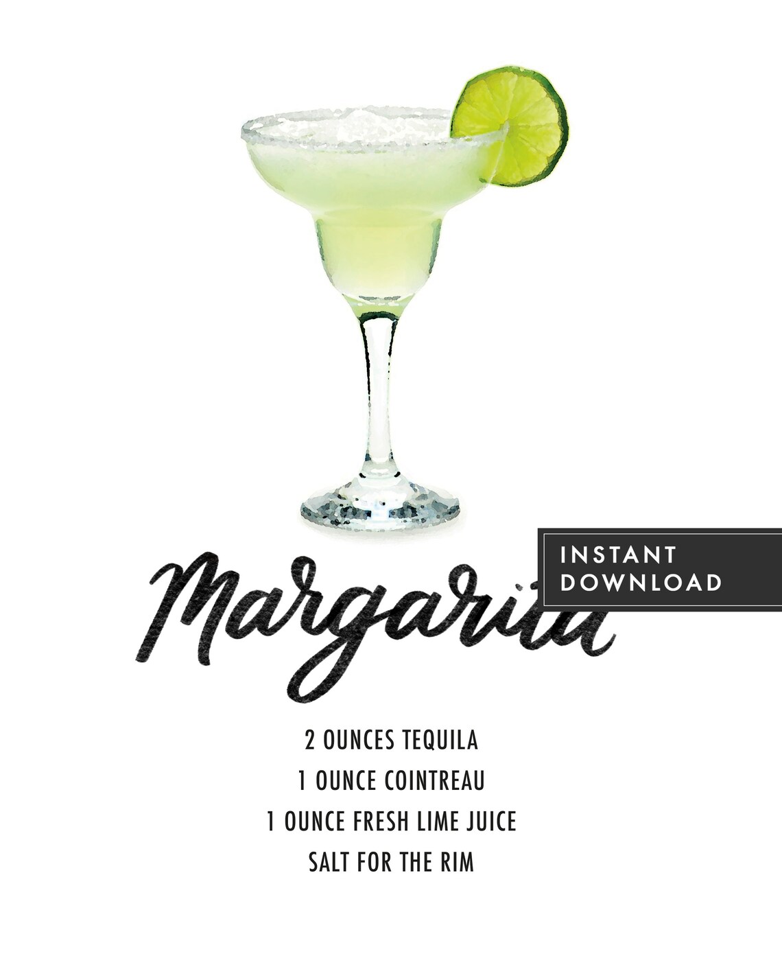 Margarita Drink Recipe Art Print-printable Instant Download - Etsy
